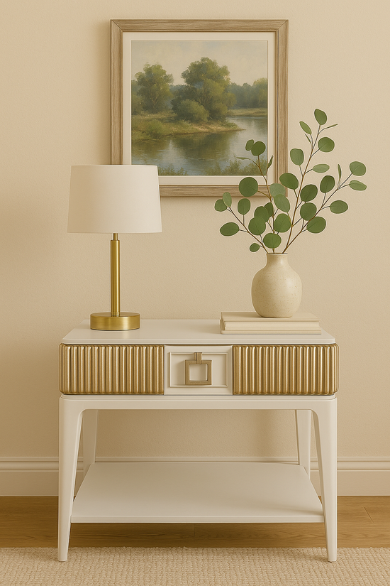Fluted End Table in Brushed Nickel – Modern Accent Side Table with ...